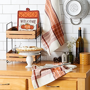 DII Fall Kitchen Décor Collection Dish Towel & Potholder Hostess Gift Set, Pumpkin Patch, 3 Piece
