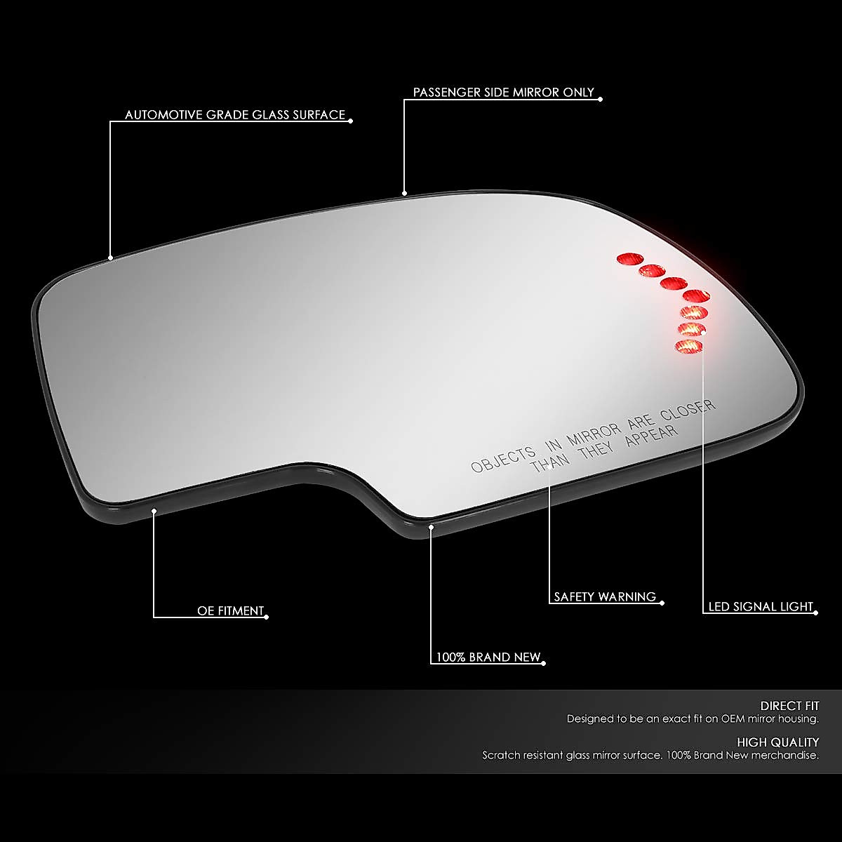 DNA MOTORING SMP-056-R Factory OE Style Right/PassengerDoor Rear View Mirror Glass w/Heater+LED Turn Signal [Compatible with 99-07 Silverado Sierra 1500 & Classic / 00-06 Suburban 1500 2500]