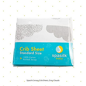 100% Cotton Jersey Cribsheet Standard Size, Grey Clouds