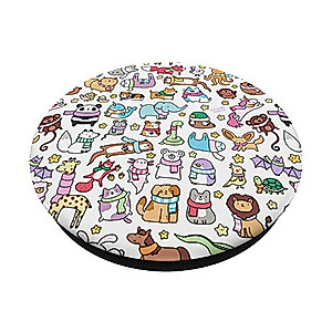Cute Animals Doodles PopSockets PopGrip: Swappable Grip for Phones & Tablets