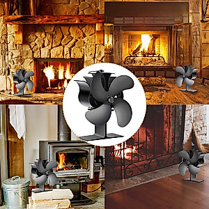 EIVOTOR Heat Powered Stove Fan 4-Blade Auto-sensing Fireplace Fan for Wood/Log Burner/Fireplace,Eco Friendly and Efficient wood stove fan