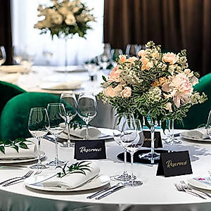 10 Pack Black Reserved Table Signs for Wedding With Gold Foil Letters - Reserved Seating Signs for Wedding Chairs - Church Pews - Double Sided Reserved Signs for Tables - Table Tent Reservation Cards