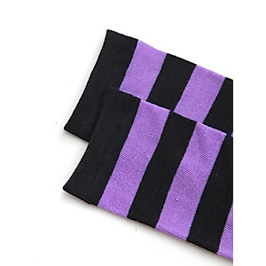 Women's Extra Long Opaque Striped Over Knee High Stockings Socks, 6 Pairs K, One Size