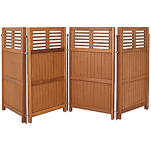 Sunnydaze 44-Inch Tall Folding Outdoor Wood Panel Privacy Screen