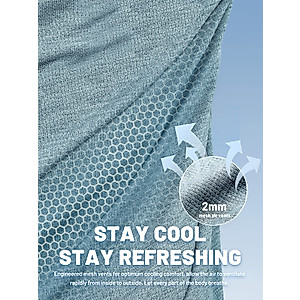 MIER Men's Long Sleeve Hiking Shirts UPF 50+ Sun Protection Fishing Hoodie SPF UV Running Workout Hooded T-Shirt, Haze Blue, L