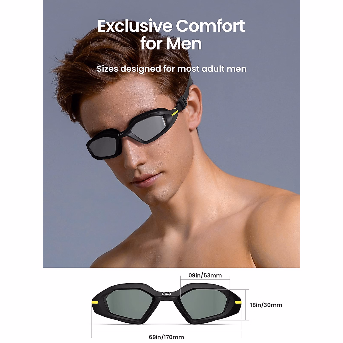 COPOZZ Men's Swim Goggles, Swimming Goggles Anti-fog No Leaking UV Protection for Adult men-Black(Mirrored)