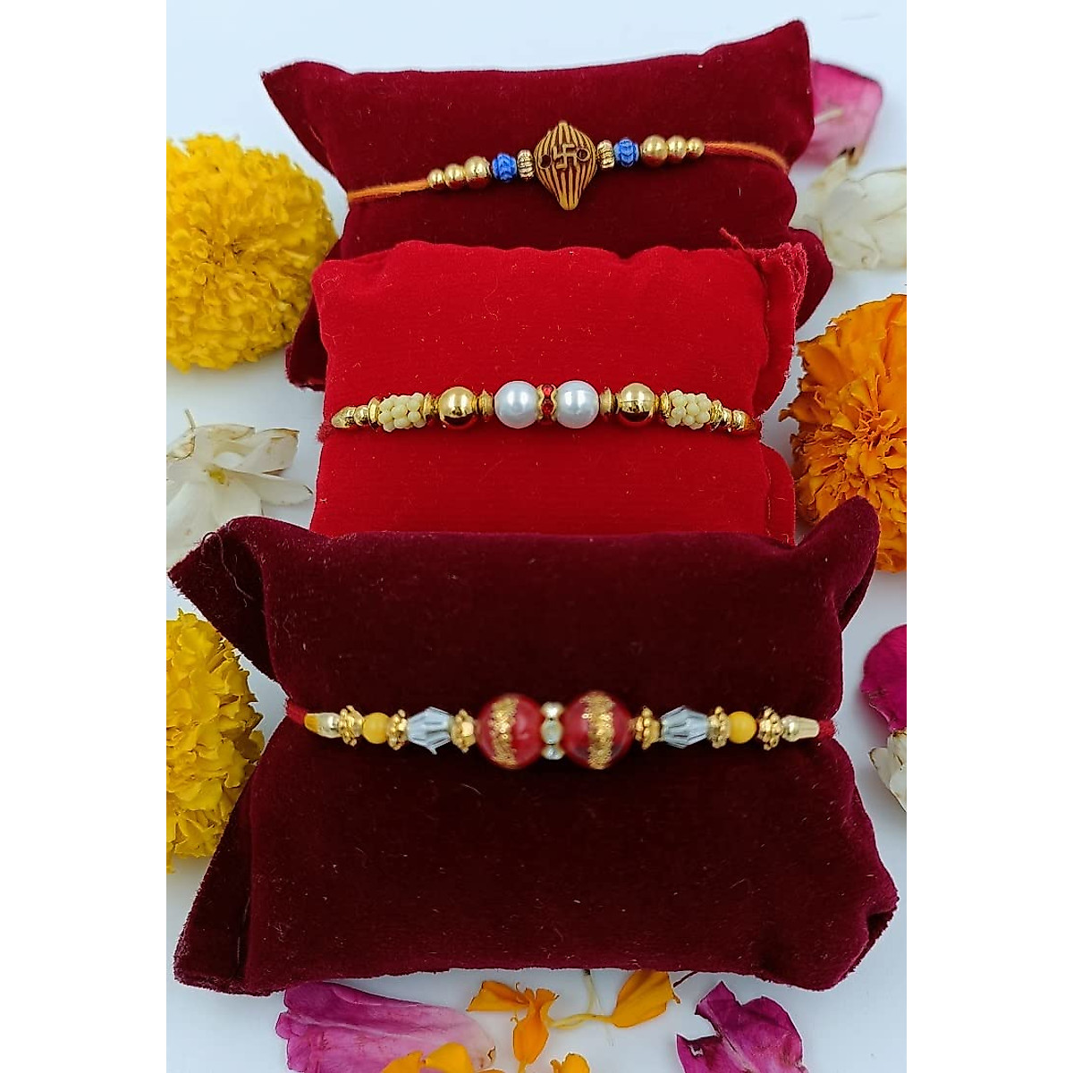 Rakhi for brother | Bracelet set of 2,3 and 4 Unique Design| Made of Brass with idol symbolic design and antique designer rakhi/bracelet | Best Gift for brother, Sister and family member. (style 6)