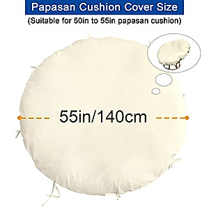HILUHIDI Papasan Cushion Cover Only, Water-Resistant Papasan Chair Cushion Cover, Easy-to-Clean Papasan Chair Covers with Zipper in Indoor and Outdoor(Beige) (B)