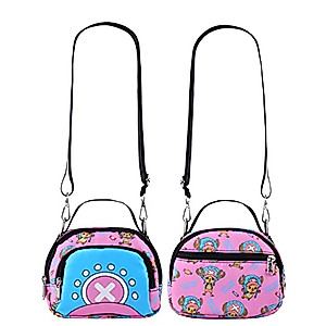 Roffatide Anime One Piece Crossbody Bag Tony Tony Chopper Small Shoulder Bag Sling Bag Girls Pink Crossbody Purse Wallet Handbag
