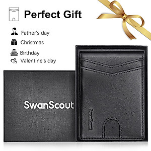 SwanScout Wallet for Tile Mate (2022), Cash Pocket Version, RFID Blocking Genuine Leather Bifold Wallet with Gift Box (Not Include Tracker)