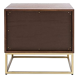 Safavieh Couture Home Collection Adelyn 2-Drawer Nightstand, Walnut/Gold