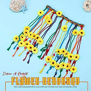 DRESBE Flower Headband Colorful Tassel Headbands Hawaii Beach Hairbands Hippie Rave Hair Accessories for Women (Daisy)
