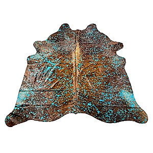 Deluxe Cowhides - Cowhide Area Rug - Turquoise Cowhide Approx 8X7 feet or 244X213cm
