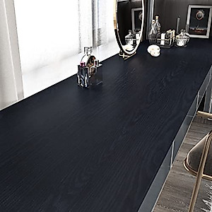 Wallercity Navy Blue Wood Grain Contact Paper for Countertops Peel and Stick Wood Look Wallpaper Thick Self Adhesive Contact Paper for Counter Top Vinyl Waterproof Wall Papper for Cabinets 24''x118''