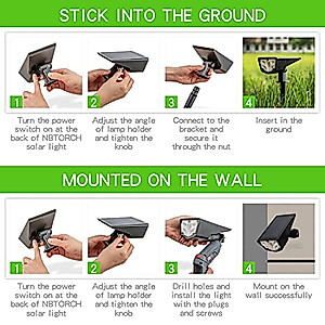 NBTORCH LED Solar Spot Lights Outdoor, IPX7 Waterproof Solar Landscape Lights, Garden Lights, Solar Powered Outdoor Lights for Yard Walkway Driveway Porch (2 Pack, Cold White)