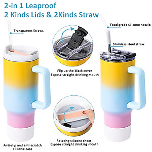 DRINKMALL 40 oz Tumbler with Handle and Straw Lid, 100% Leak Proof Travel Mug, Stainless Steel Vacuum Insulated Keep Drinks Cold 24 Hours or Hot 10 Hours for Coffee (Black-For Men, 20OZ)