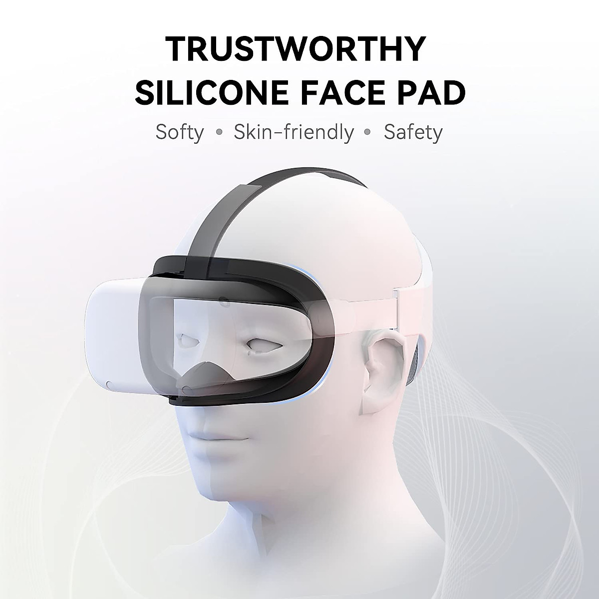 CNBEYOUNG VR Face Cover Compatible with Quest 2, Sweatproof Silicone Face Pad Mask & Face Cushion for Quest 2 VR Headset-Black