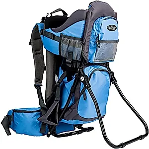 ClevrPlus Canyonero Camping Baby Backpack Hiking Kid Toddler Child Carrier with Stand and Sun Shade Visor, Blue