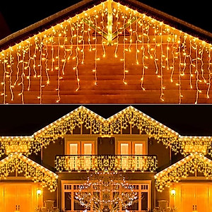 Christmas Lights, Christmas Decorations Outdoor Indoor 416 LEDs 34FT with 8 Modes Icicle String Lights, 2023 New Waterproof Christmas Lights for House, Garden, Holiday, Wedding Party, Yard Decor