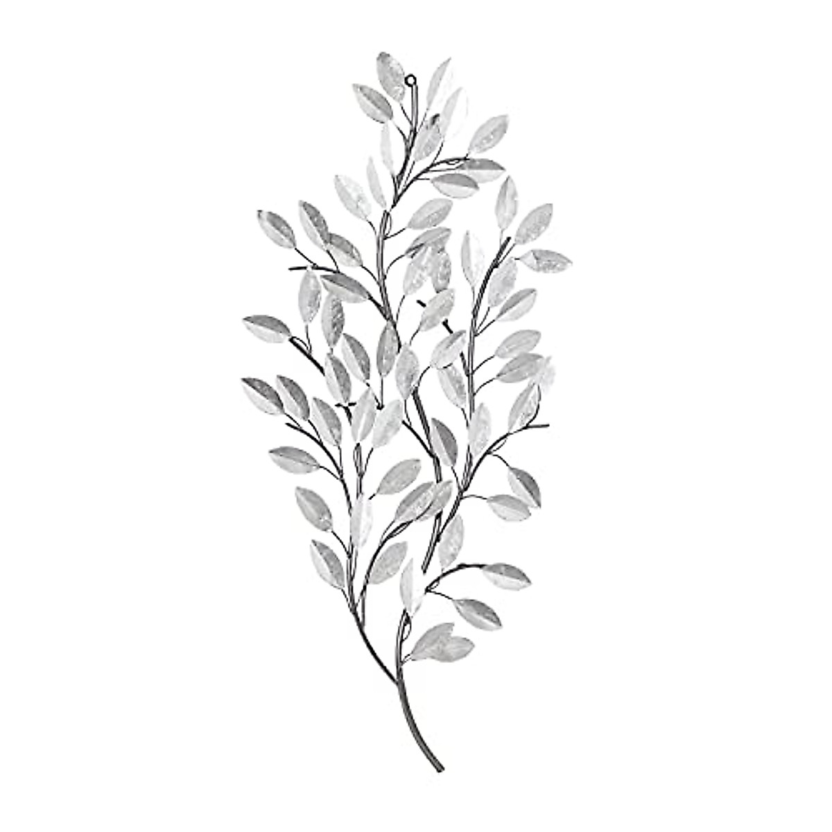 Deco 79 Metal Leaf Wall Decor, 25" x 2" x 44", Silver