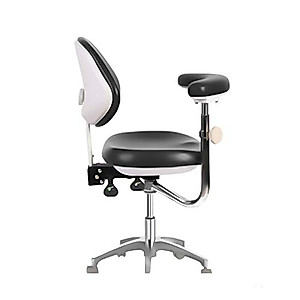 Aries Outlets Dental Adjustable Doctor's Stool Assistant Chair+360 Degree Rotation Armrest PU