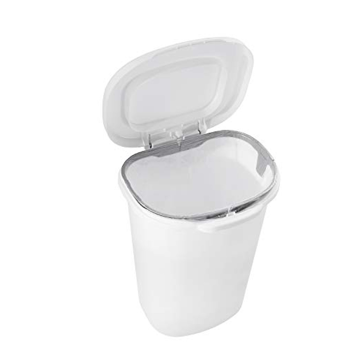 Rubbermaid Touch Top Lid Trash Can for Home, Kitchen, and Bathroom Garbage, 13 Gallon Garbage Can, Waste Basket, White