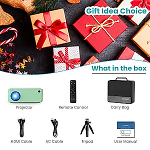 FANGOR 1080P HD Projector, WiFi Bluetooth Projectors, Max 230” Projection Screen Portable Home Theater Video Movie Proyector With Tripod, Compatible with HDMI, USB, Laptop, iOS & Android Phone