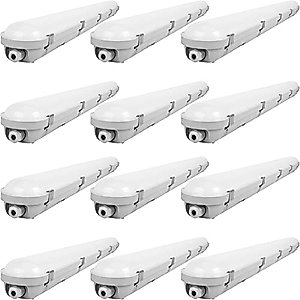 4FT LED Vapor Tight Lights, 3CCT 3000K-4000K-5000K,40W-50W-60W Selectable LED Vapor Proof Light, IP66 AC100-277V LED Shop Light for Car Wash, Garage, Walk-in Freezer, UL&DLC Listed (12 Pack)