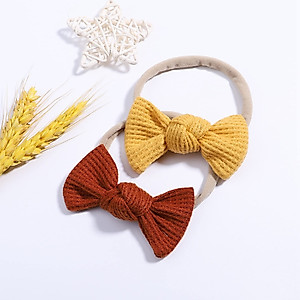jollybows 20PCS 3.2" Baby Girls Waffle Headbands Hair Bows Stretchy Nylon Hairbands for Newborn Infant Toddler Hair Accessories