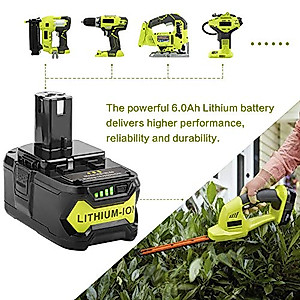 Upgrade 18V 6.0Ah P108 Battery Replacement for Ryobi 18 Volt Battery Lithium P102 P103 P104 P105 P107 P109 P122 Ryobi ONE+ Cordless Drill Tool (1Pack)