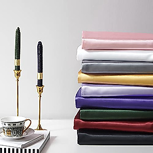 GOLAL Satin Sheets Full Size - 4 Pieces Luxury Silky Soft Bed Sheets, Wrinkle-Free Black Satin Silk Sheet Set with 1 Deep Pocket Fitted Sheet, 1 Flat Sheet, 2 Pillow Cases