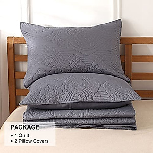 ENJOHOS Oversized King Bedspreads King Size Coverlet, Lightweight Bedspreads for Summer, Reversible Microfiber Embossed Bedding Cover, Dark Grey Quilt Coverlet Set, King/California King
