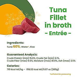 almo nature HQS Natural Tuna Fillet Entree in broth, Gluten Free, Additive Free, Adult Dog Canned Wet Food, Shredded 12 x 280g/9.87 oz