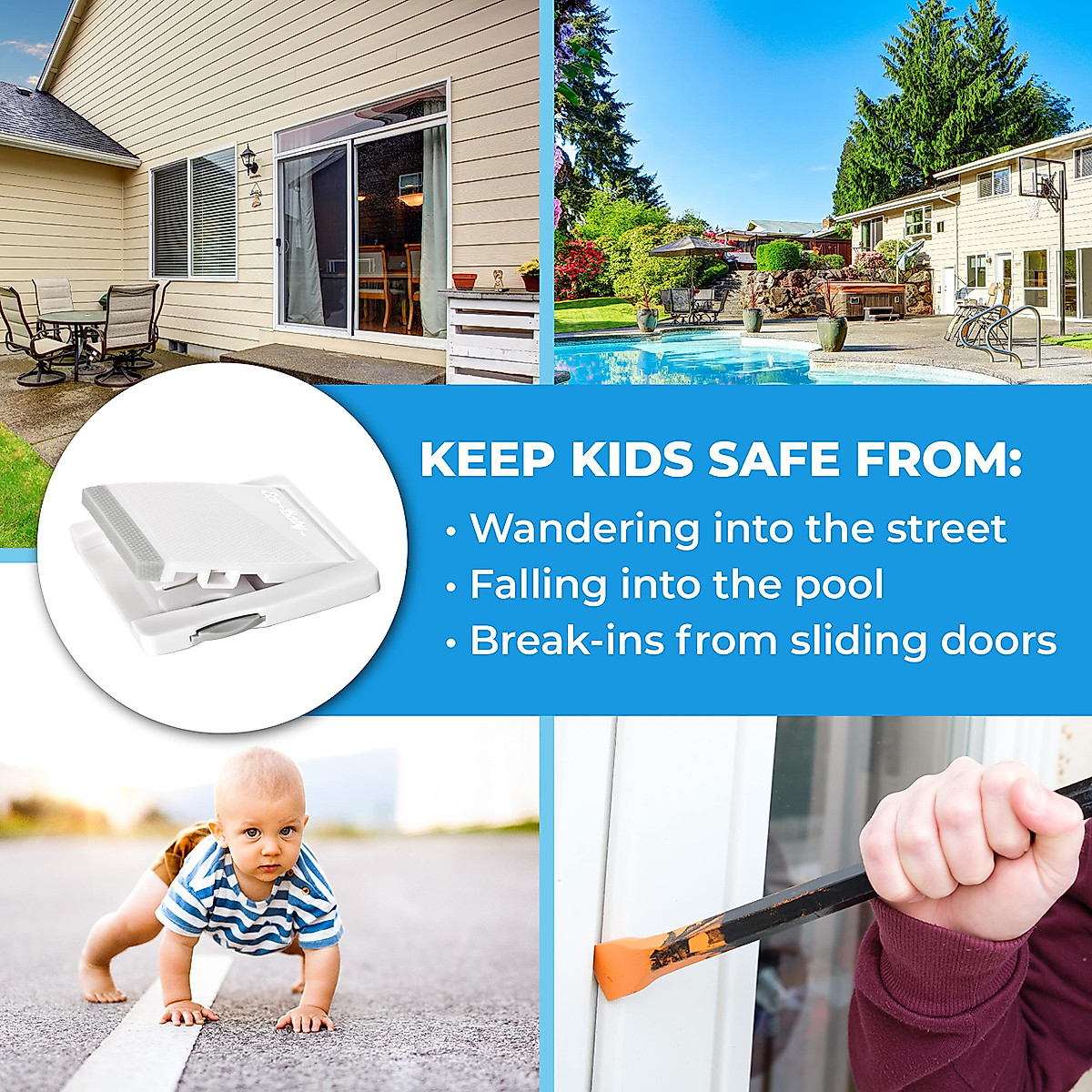 Eco-Baby Sliding Door Lock, 4 Pack Child Proof Safety Window Locks for Glass Doors