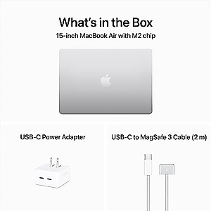 Apple 2023 MacBook Air Laptop with M2 chip: 15.3-inch Liquid Retina Display, 8GB Unified Memory, 256GB SSD Storage, 1080p FaceTime HD Camera, Touch ID. Works with iPhone/iPad; Silver