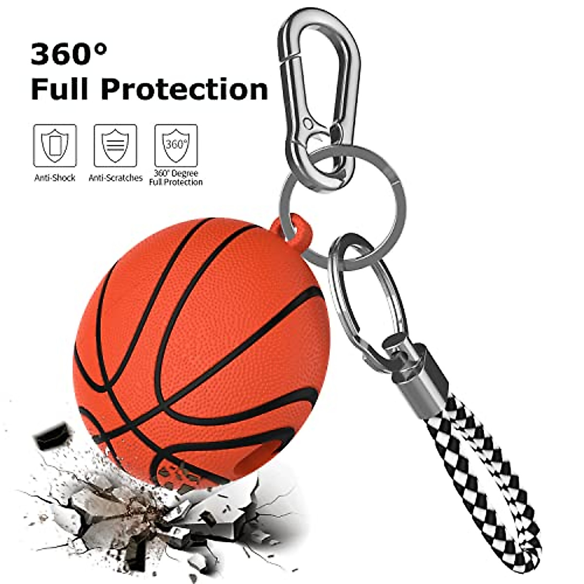 Takfox AirPods Case, Airpods Cover Case Sports Cool Cute Fashion Protective Shockproof Portable Stylish Headphone Accessories Case with Keychain/Carabiner for Apple Airpods 1 & AirPods 2-Basketball