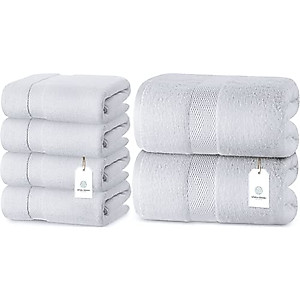 Luxury White Bath Large Towels | Set of 4 and Luxury Bath Sheet Towels Extra Large | 2 Pack Bundle