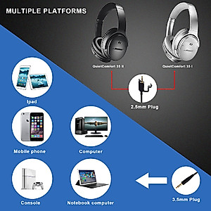 Koffmon QC35II Boom Microphone Cable Upgrade Replacement Cord with Mic Mute Control Auxiliary Cable Compatible with QuietComfort 35&QC35 II Headphones for PS4 Xbox One PS5-4ft