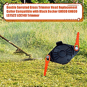 JOJOCY String Trimmer Head Blades 30 Pieces Double Serrated Grass Trimmer Head Replacement Cutter 2-in-1 Fixed Line and Bladed Head for Black GH900 GH600 LST522 LCC140 Cordless Grass Trimmer