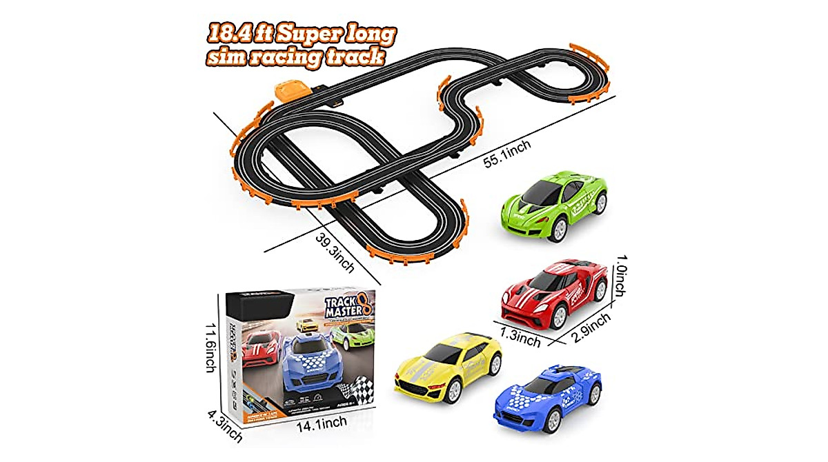 Slot Car Race Track Set - 4 Cars, 18.4 ft Fun Racing