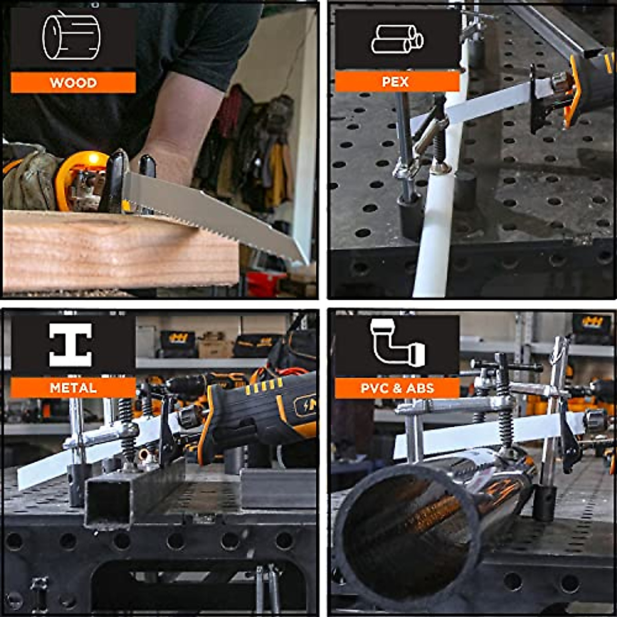 MOTORHEAD 20V ULTRA Cordless Reciprocating Saw, Lithium-Ion, Tool-Free Blade Change & Guard, 1” Stroke, 0-3000 SPM, Variable Speed Trigger, 2Ah Battery, Quick Charger, Bag, 2 Blades, USA-Based