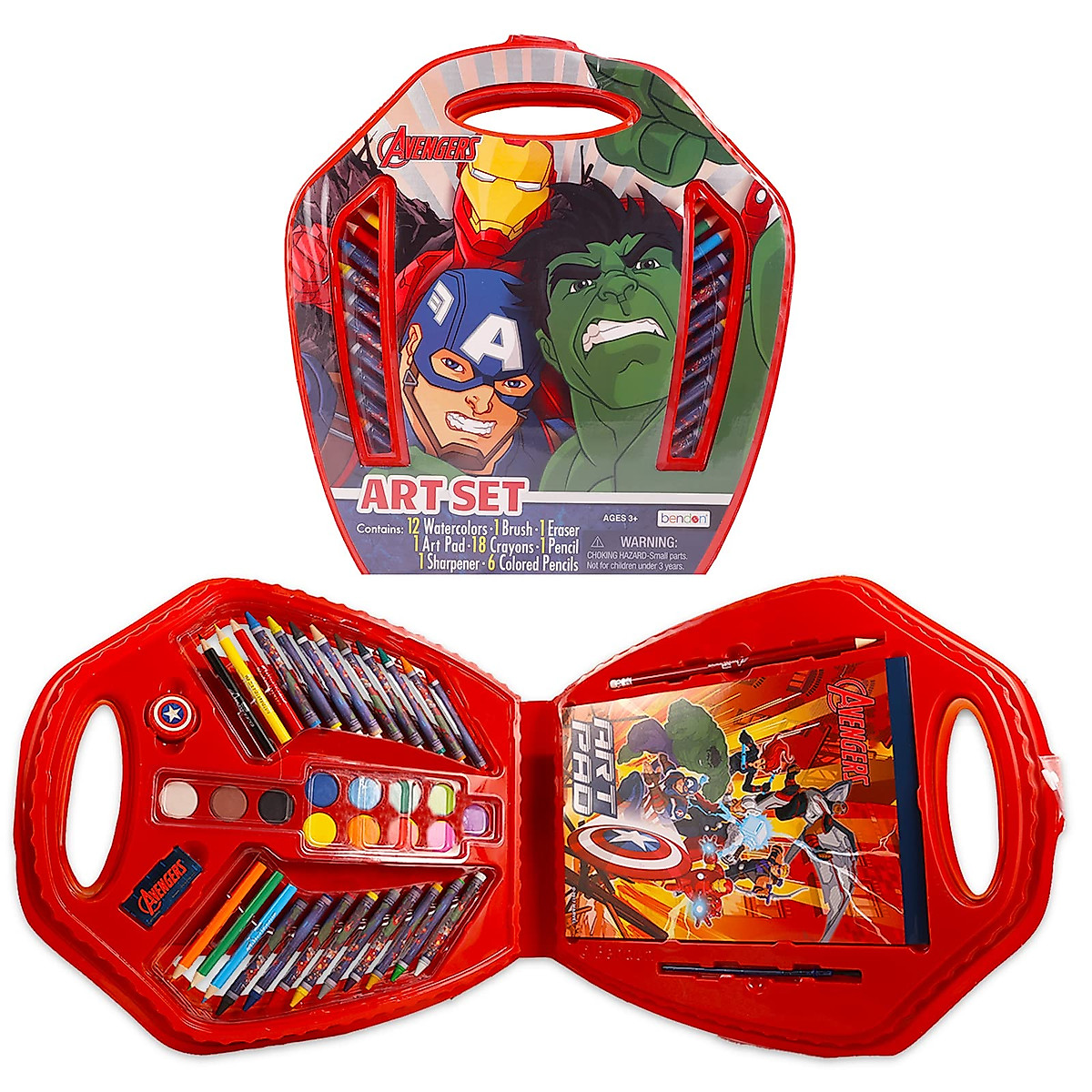 Marvel Avengers Drawing Kit Bundle Avengers Activity Set - 30 Pc Avengers Arts and Crafts Travel Set with Avengers Drawing Pad, Color Pencils, Avengers Stickers, and More (Marvel Avengers Art Case)
