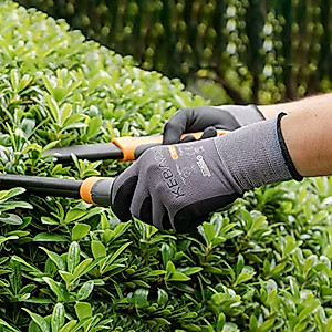 Kebada W2 Work Gloves for Men and Women, Touchscreen Working Gloves with Grip, Nitrile Coated Work Gloves for Gardening, Package Handling, Stretchy Gloves for Mechanic Work, 2 Pairs, Small