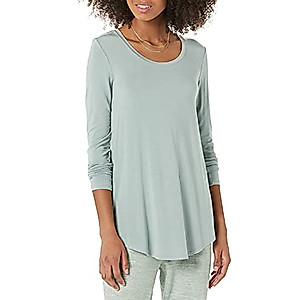 Amazon Essentials Women's Jersey Relaxed-Fit Long-Sleeve Scoopneck Swing Tunic (Previously Daily Ritual), Sage Green, Small