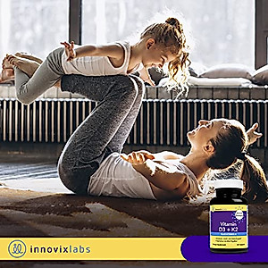 InnovixLabs Vitamin D3 K2 Supplement - 5000 IU D3 with Vitamin K2 MK7 & MK4 - ADK Vitamin Combo for Absorption - K2 D3 Vitamin Supplement - Supports Immune System, Heart & Bones - 60 Capsules