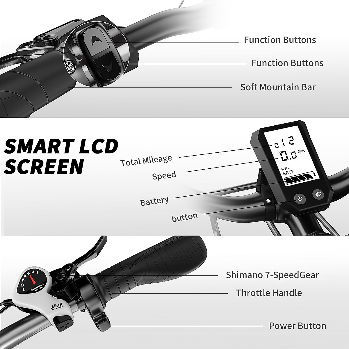 Asomtom 350W Electric City Commuter Bike with 26" x 3.0" Fat Tires, Removable Battery, up to 40 Miles Range, 20+ MPH Speed, UL Certified