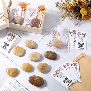 Roowest 30 Sets Employee Appreciation Gifts Thank You You Rock Engraved Inspirational Rocks Faith Stones, Kudos Cards Thank You Notecards and White Organza Bags for Coworkers Staff