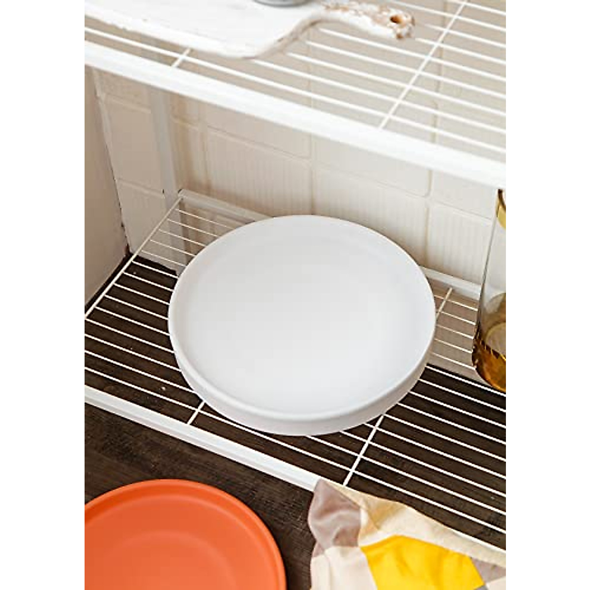 Woiida 12 Inch Large Ceramic Saucer - Ceramic Drainage Tray for Plant Pot (Matte White)