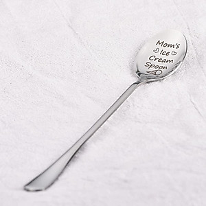Gifts for Mom Ice Cream Spoon from Daughters Sons Mother Spoon Gift for Mom Mothers Day Birthday Gifts for Mama Spoons Engraved Spoon for Tea Coffee Dessert Lovers