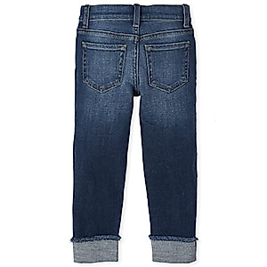 The Children's Place girls Fashion Denim Jeans, Roll Cuff Straight - Mily Wash, 6 7 US